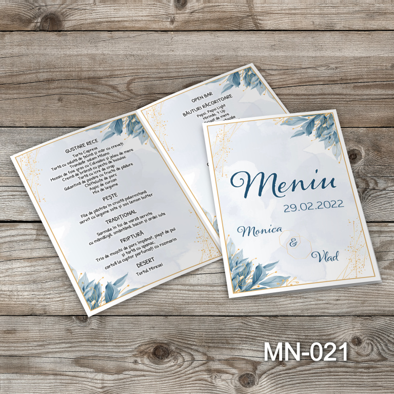 Meniu nunta tip carte MN-017 - Invitatii, save the date, marturii ...