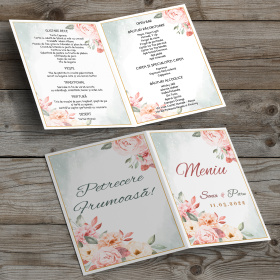 Meniu nunta tip carte MN-025 - Invitatii, save the date, marturii ...