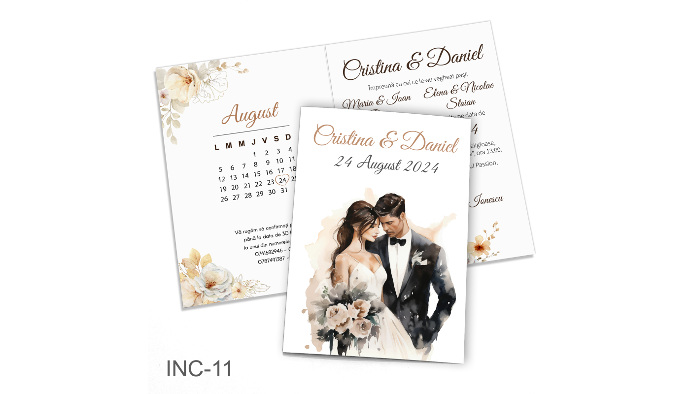 Invitatii nunta clasice - Mire si mireasa - INC-11 - Invitatii, save ...